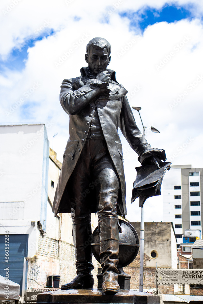 BOGOTA, COLOMBIA - JULY 2023. Monument to the famous Colombian ...