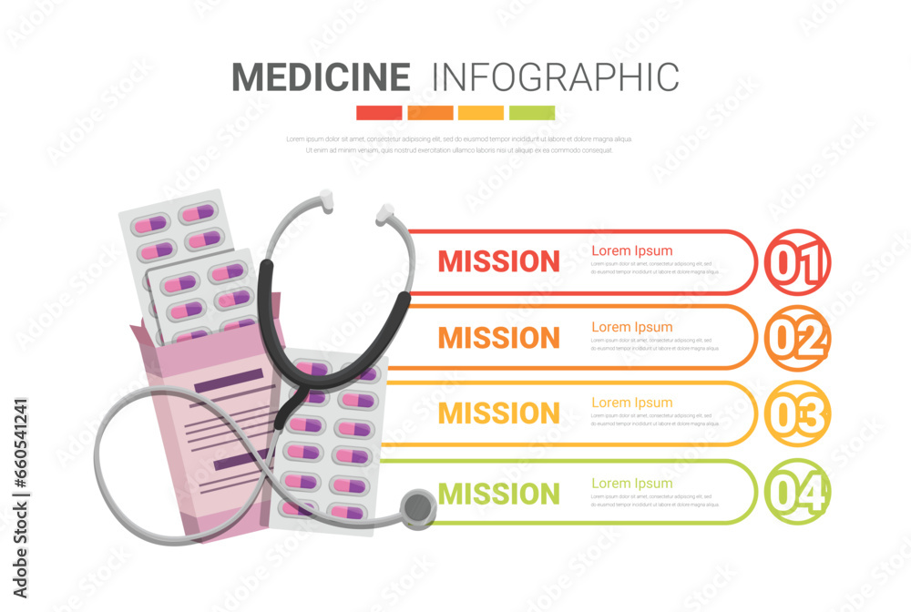 Stethoscope Infographic, Medicine and healthcare concept in flat style ...