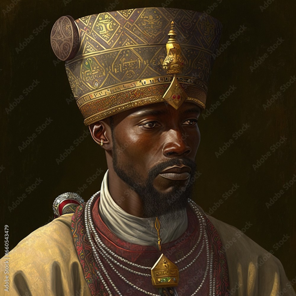 image of Mansa Musa, the legendary ruler of the Mali Kingdom from 1306 ...