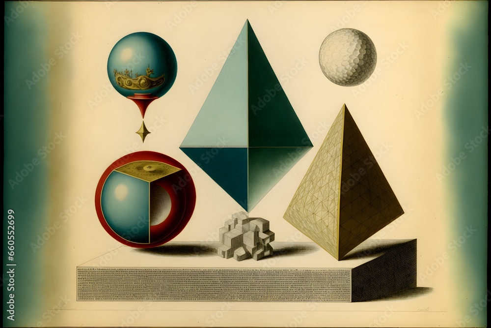 Five stacked geometric shapes a disk representing the element EARTH a ...