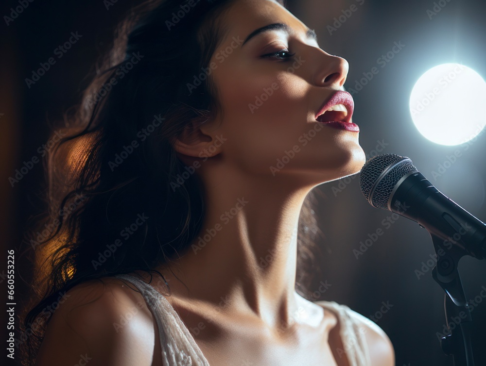 AI-generated depiction of a female singer performing opera as an iconic ...