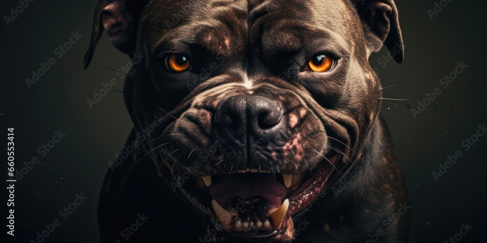 Angry Pitbull Breed Dog - A Fierce and Mighty Bulldog Portrait Isolated ...