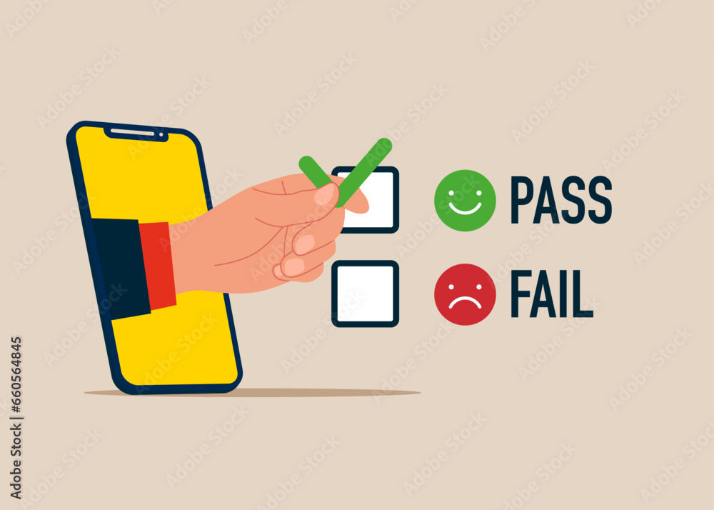 Online checkbox Marking Survey With Emoticon Icons. Flat modern vector ...