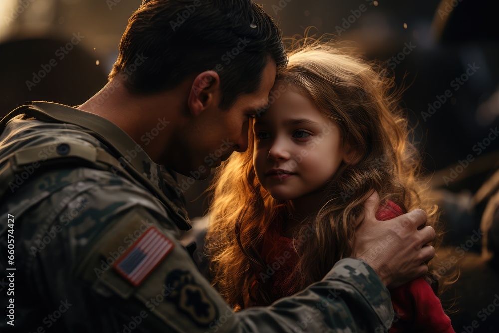Soldier reuniting to his Family, hugging his daughter - Human Emotion ...