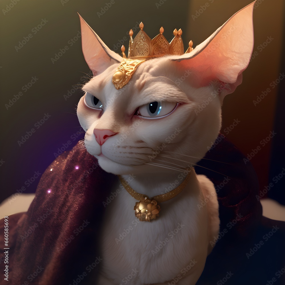 Cat in Disney princess style animated style ultra tight ultra detailed ...
