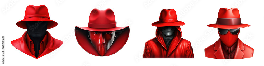 Red Hat Hacker clipart collection, vector, icons isolated on ...