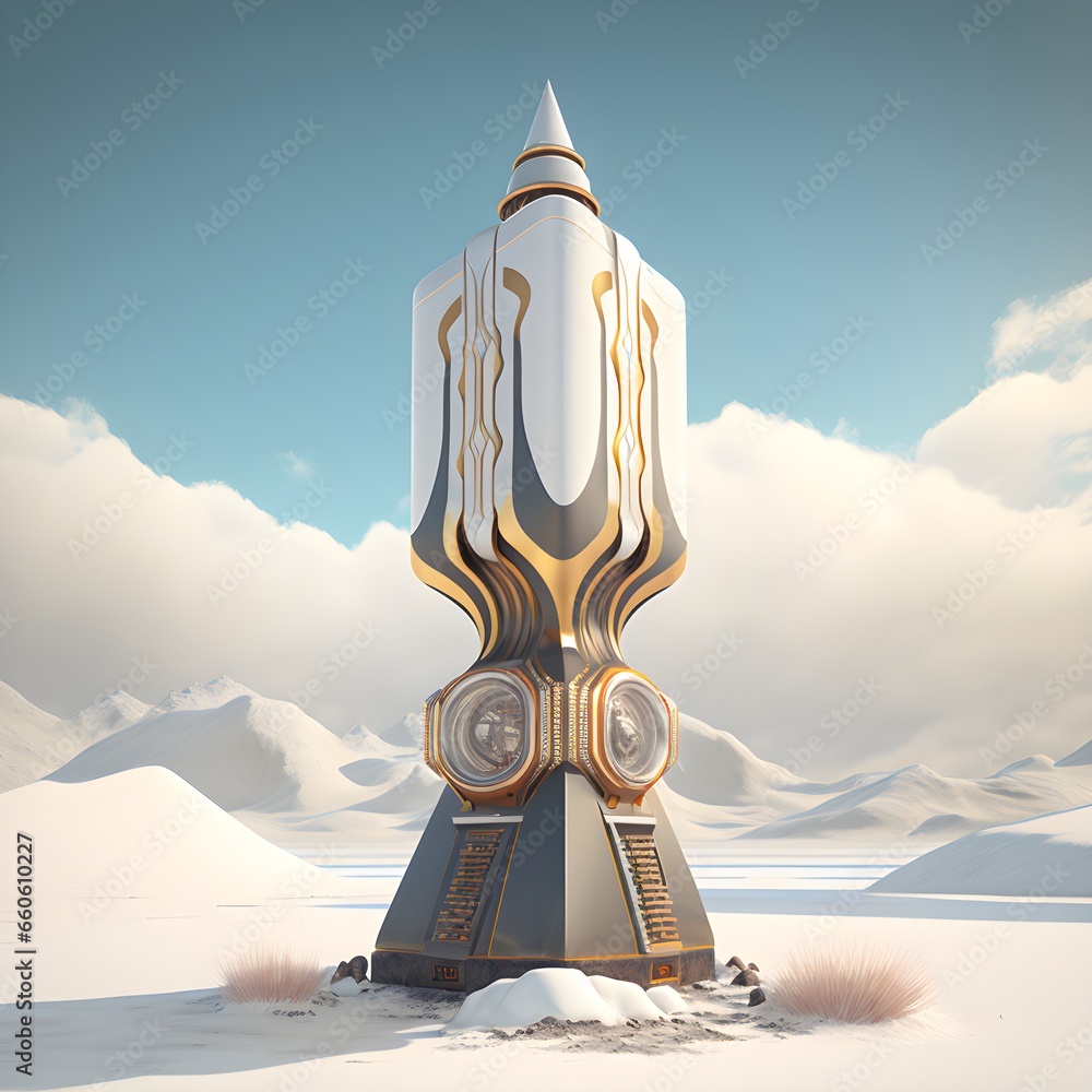 futuristic fancy design energy station totem powered by biomass natural ...