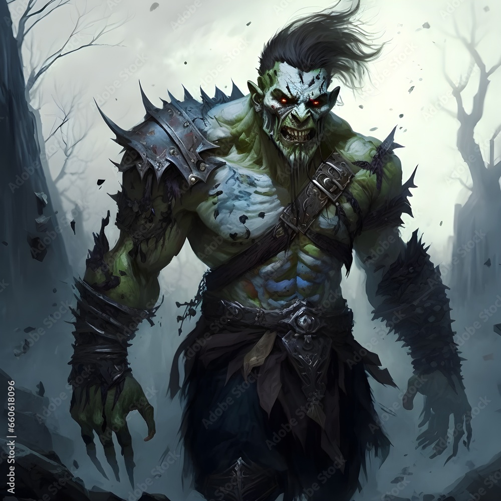 dungeons and dragons undead male orc warrior tattered clothes and armor ...