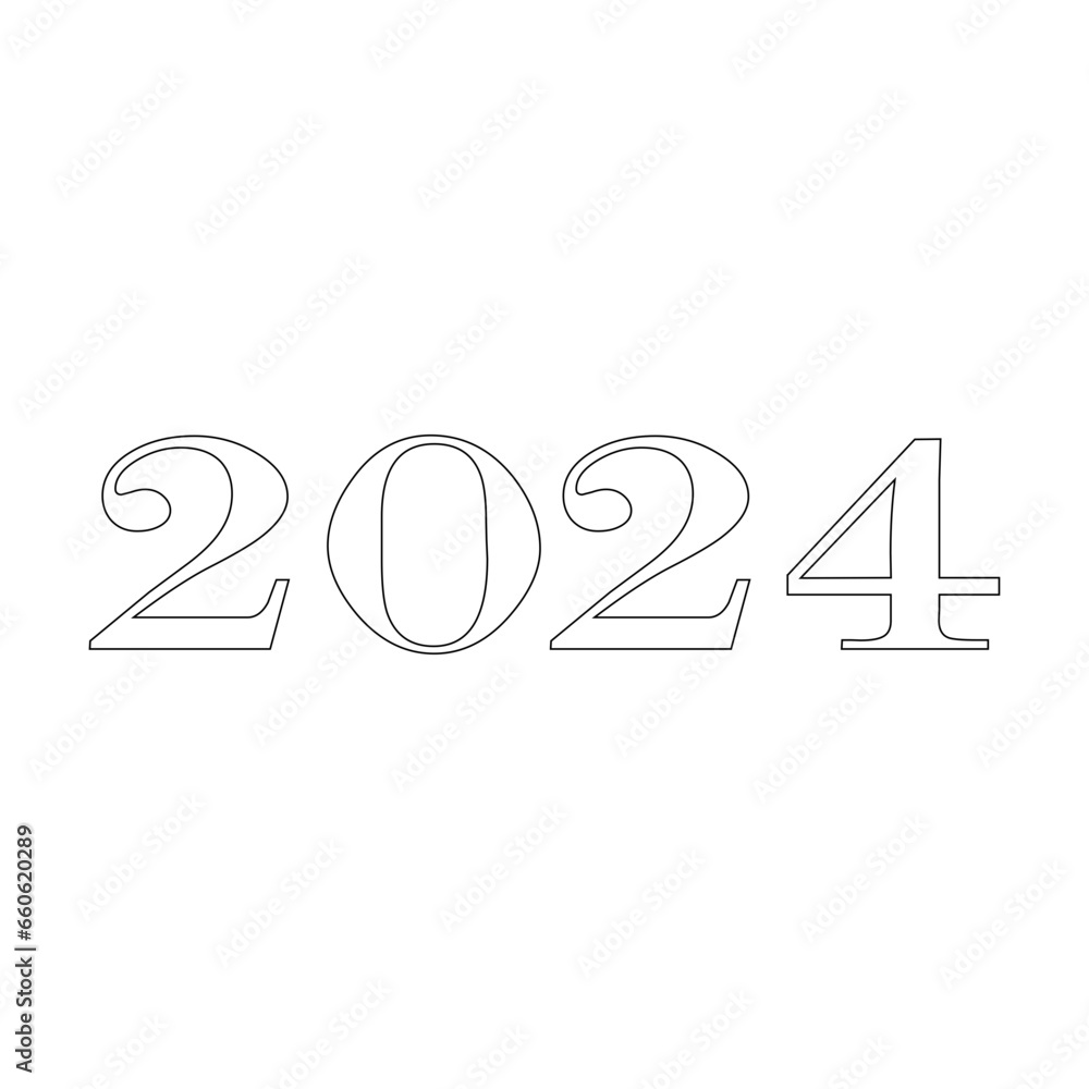 2024 out line banner template. New year symbol. Minimal banner with ...