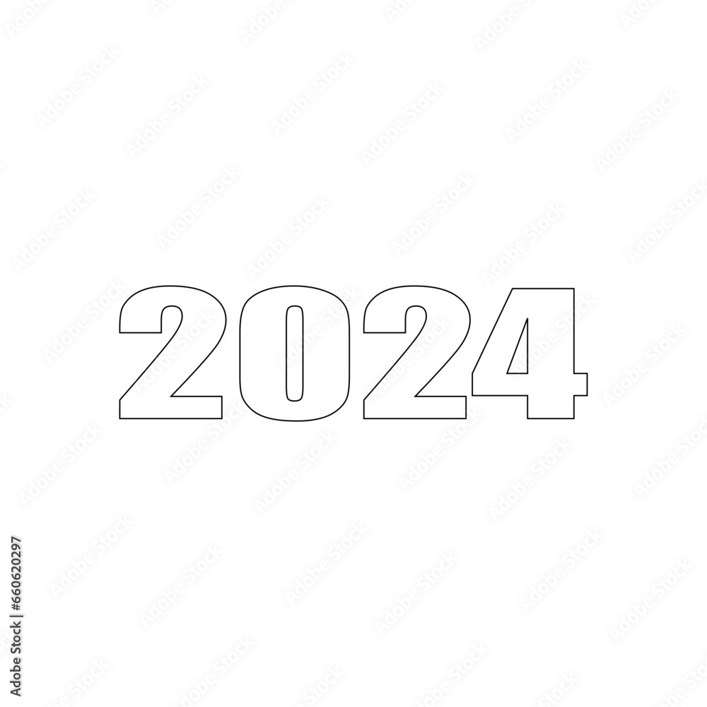 2024 out line banner template. New year symbol. Minimal banner with ...