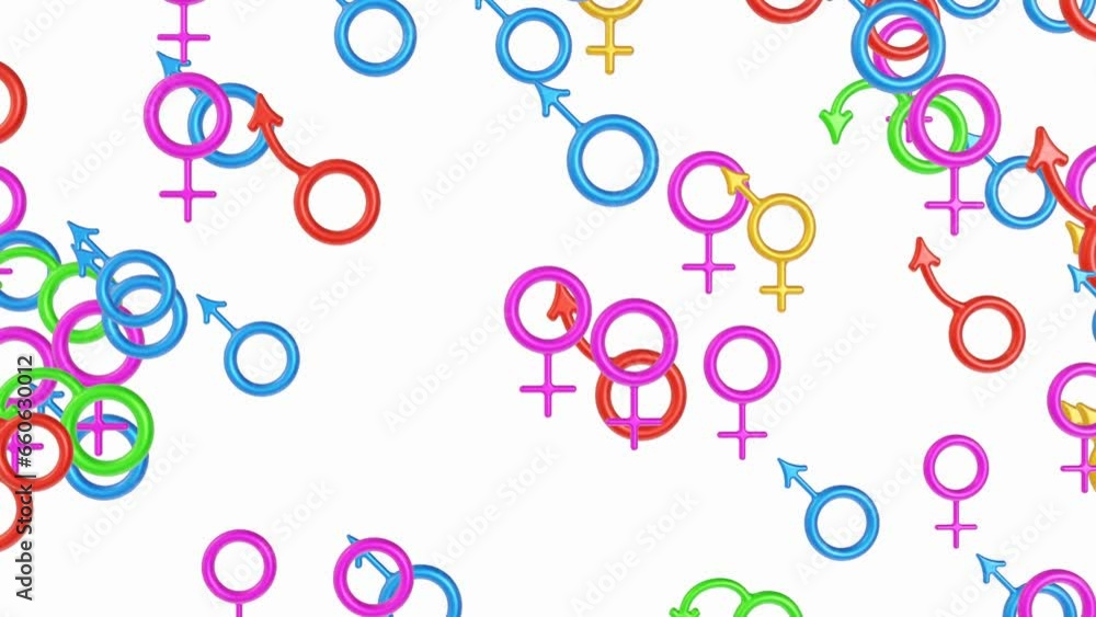 Background from lots of symbols of gender. Seamless cyclic animated 4K ...