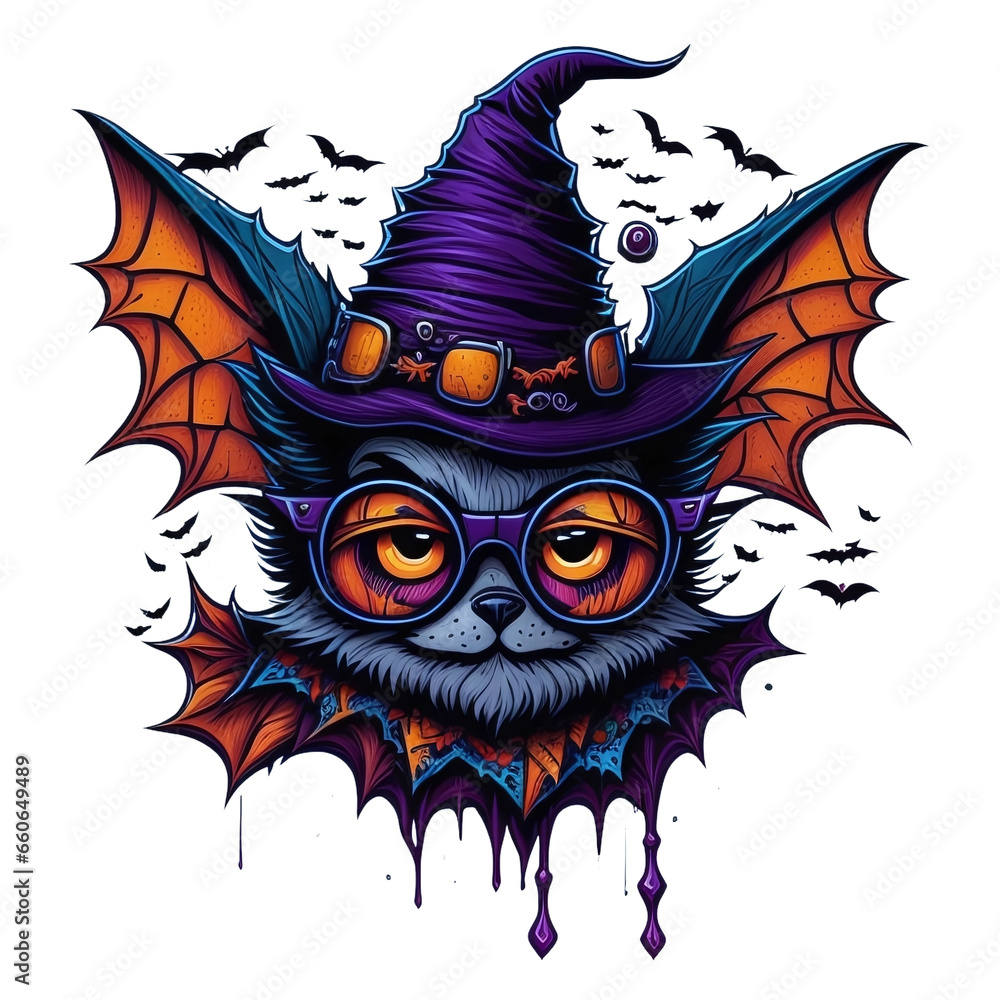 Magic Halloween a Bat Head Face Png Svg Clipart Design Stock ...
