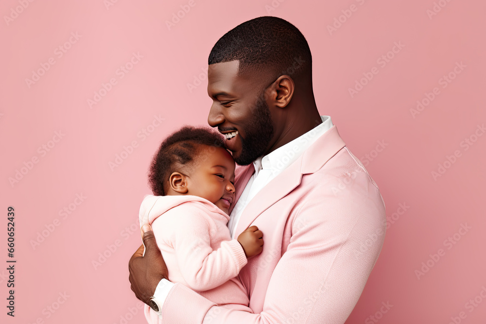 African-american father and son portrait on gradient studio background ...