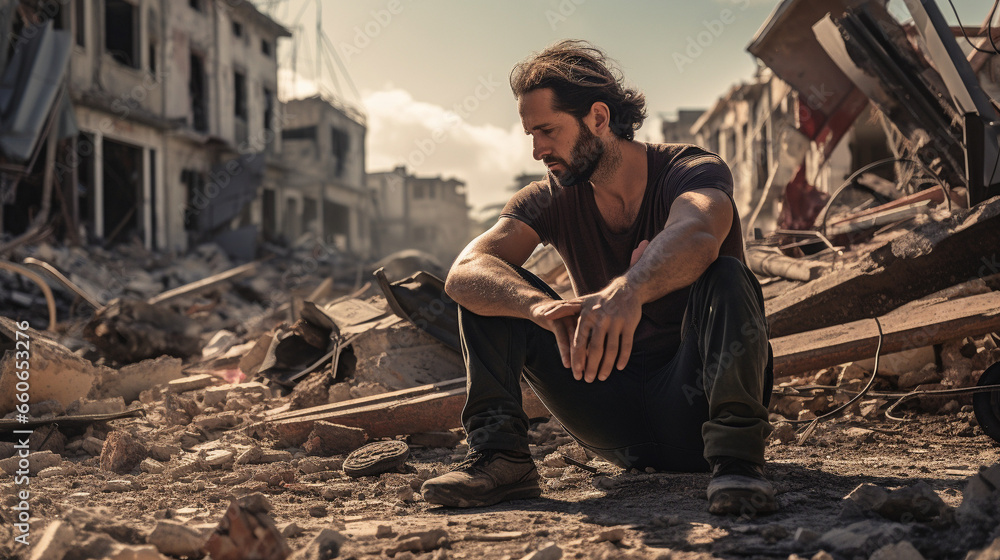 Desperation Within: A Sad Man Confronting Tragedy during war ...