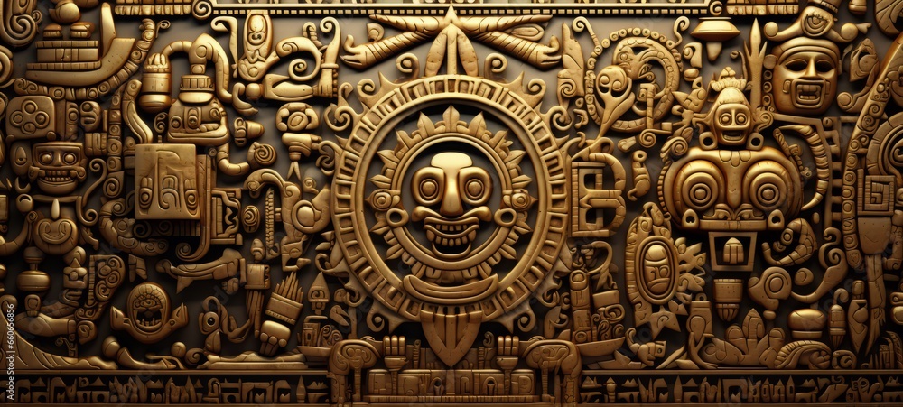 Antique Aztec gold background. Texture of Aztec gold. Copy space ...