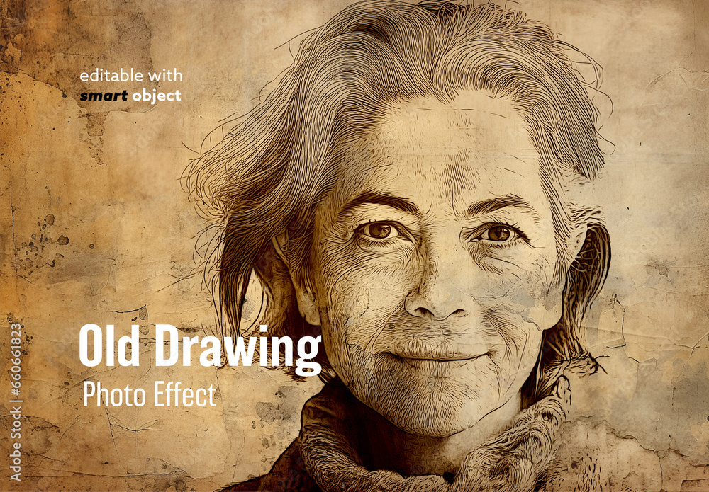 Old Drawing Photo Effect Stock Template | Adobe Stock
