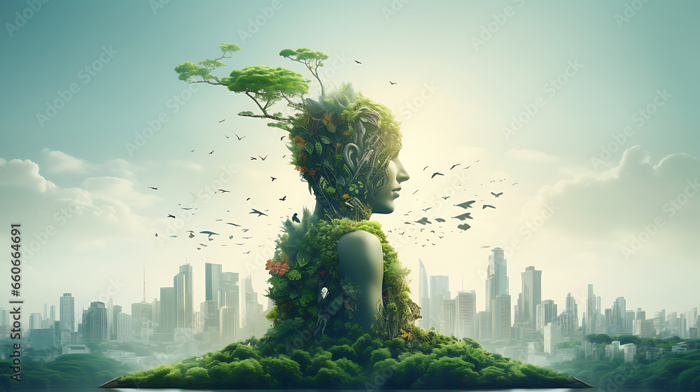 ภาพประกอบสต็อก Sustainable Environment Concept The Image Depicts Human