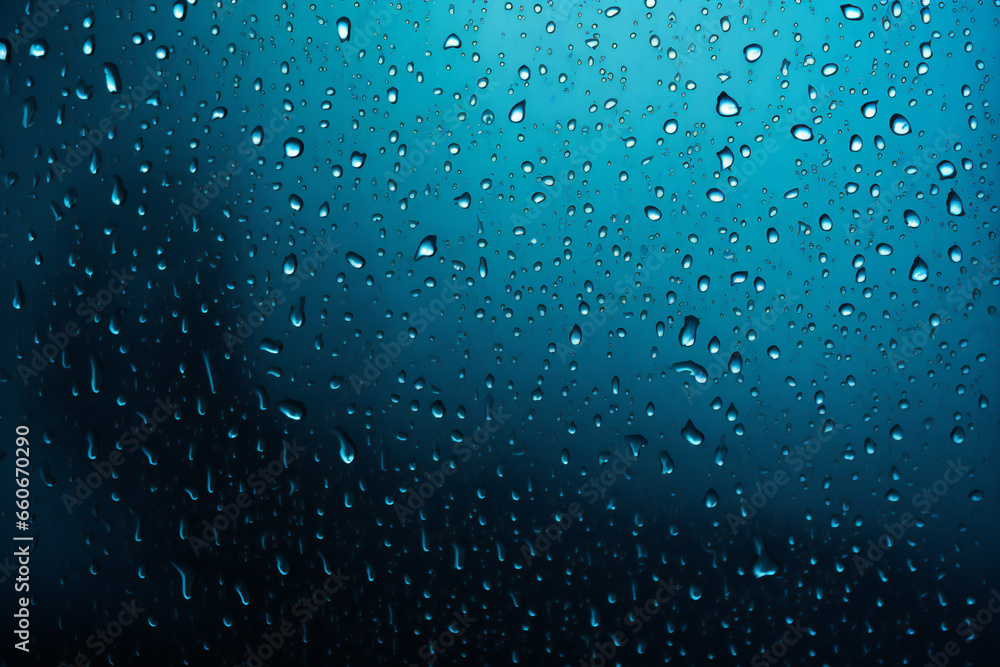 Rain background. Abstract blue background texture. Rain water drops on ...