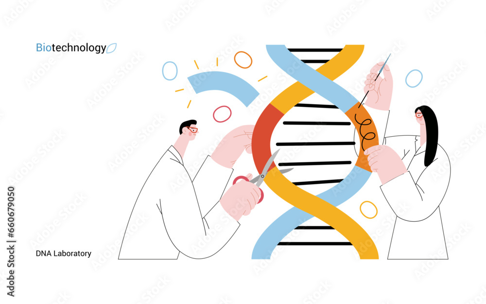 Bio Technology, DNA Laboratory -modern vector concept illustration of ...