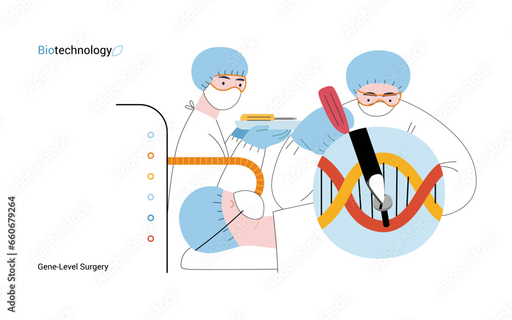 Bio Technology, Gene-Level Surgery -modern flat vector concept ...