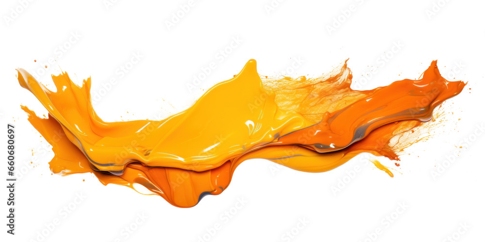 thick voluminous stroke of orange oil paint, png file of isolated ...