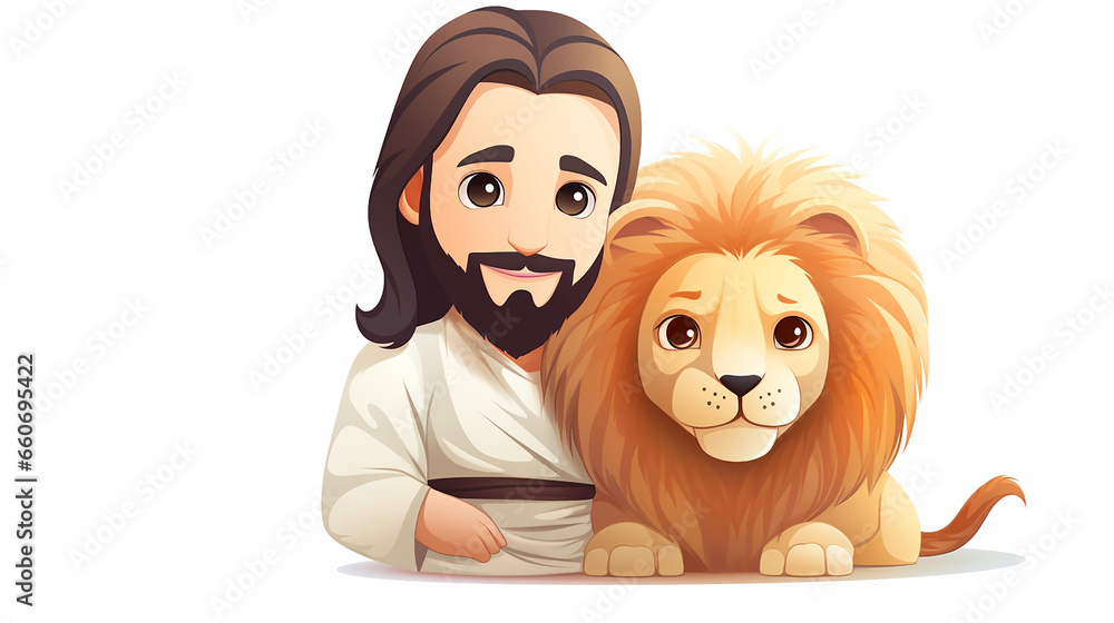 desenho de Jesus cristo e leão da tribo de judah, ilustração de fé ...