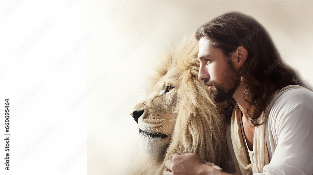 Jesus cristo e leão da tribo de judah, ilustração de fé cristã Stock ...