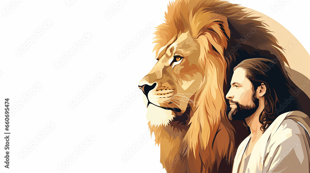 Jesus cristo e leão da tribo de judah, ilustração de fé cristã Stock ...
