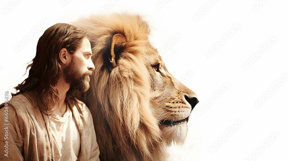 Jesus cristo e leão da tribo de judah, ilustração de fé cristã Stock ...