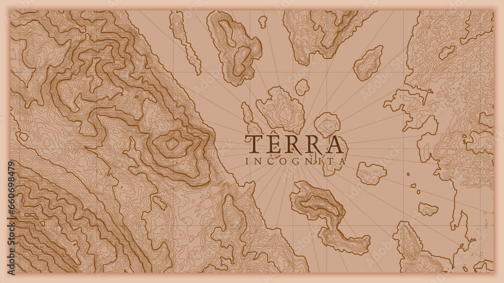 Ancient abstract earth relief old map. Generated conceptual vector ...