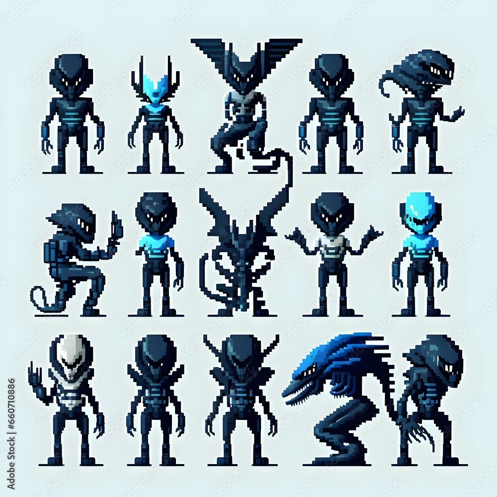 8bit avatar space xenomorphs aliens suits full body horror scary but ...