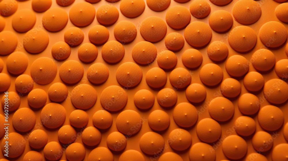 Rubber with tactile bumps A closeup of orange rubber with large, raised dots in various sizes ...