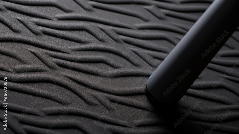 Texture of a grooved rubber golf grip, featuring a diagonal pattern of ...