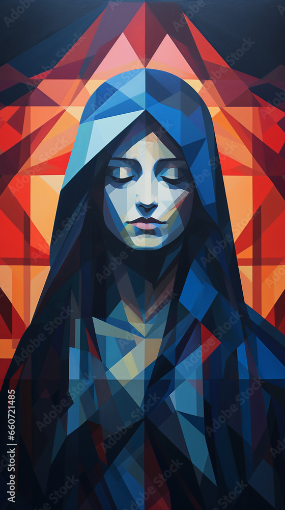 Virgem Maria geométrico, simbolo da fé cristã católica Stock ...