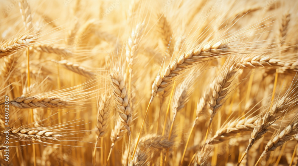 Textural view of a wheat field, with stalks bending and swaying in ...