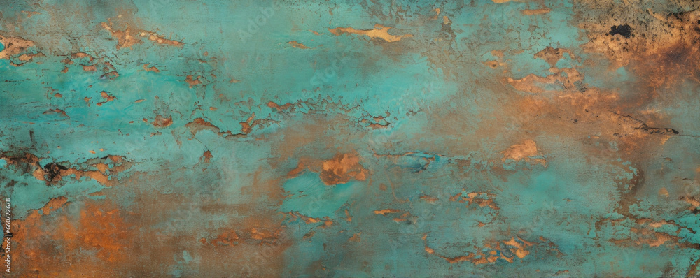 Texture of corroded copper A closeup of green and turquoise spots and ...
