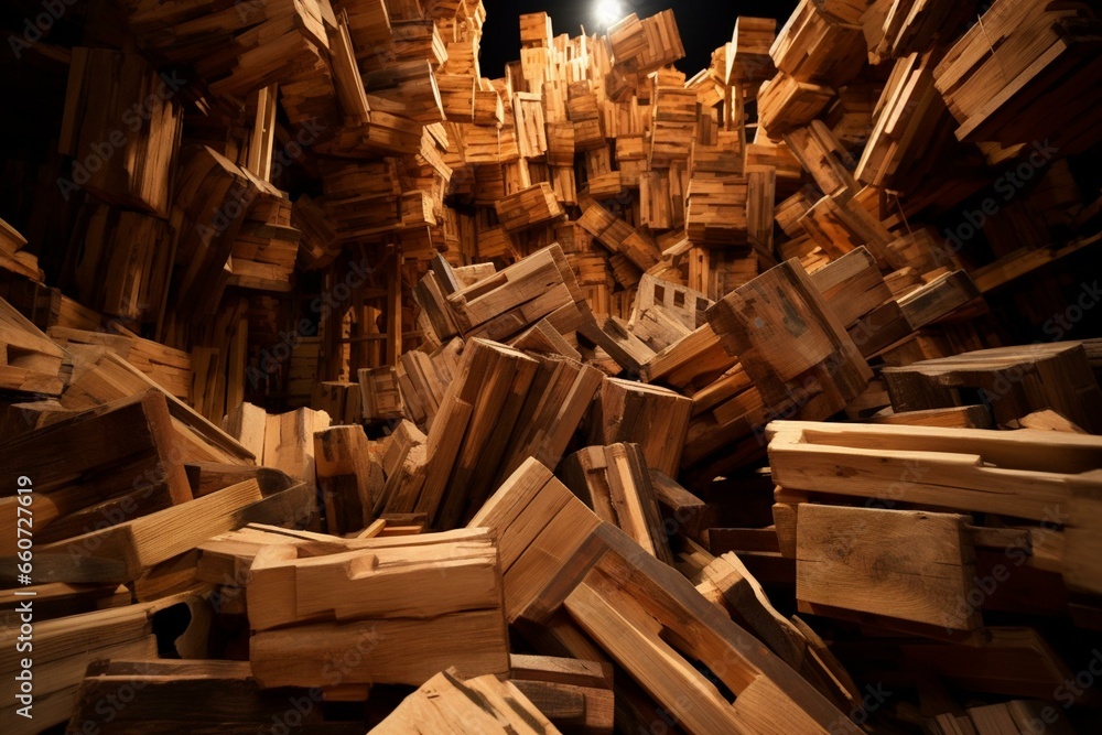 Scrap timber, wooden crates, building waste. Generative AI Stock ...