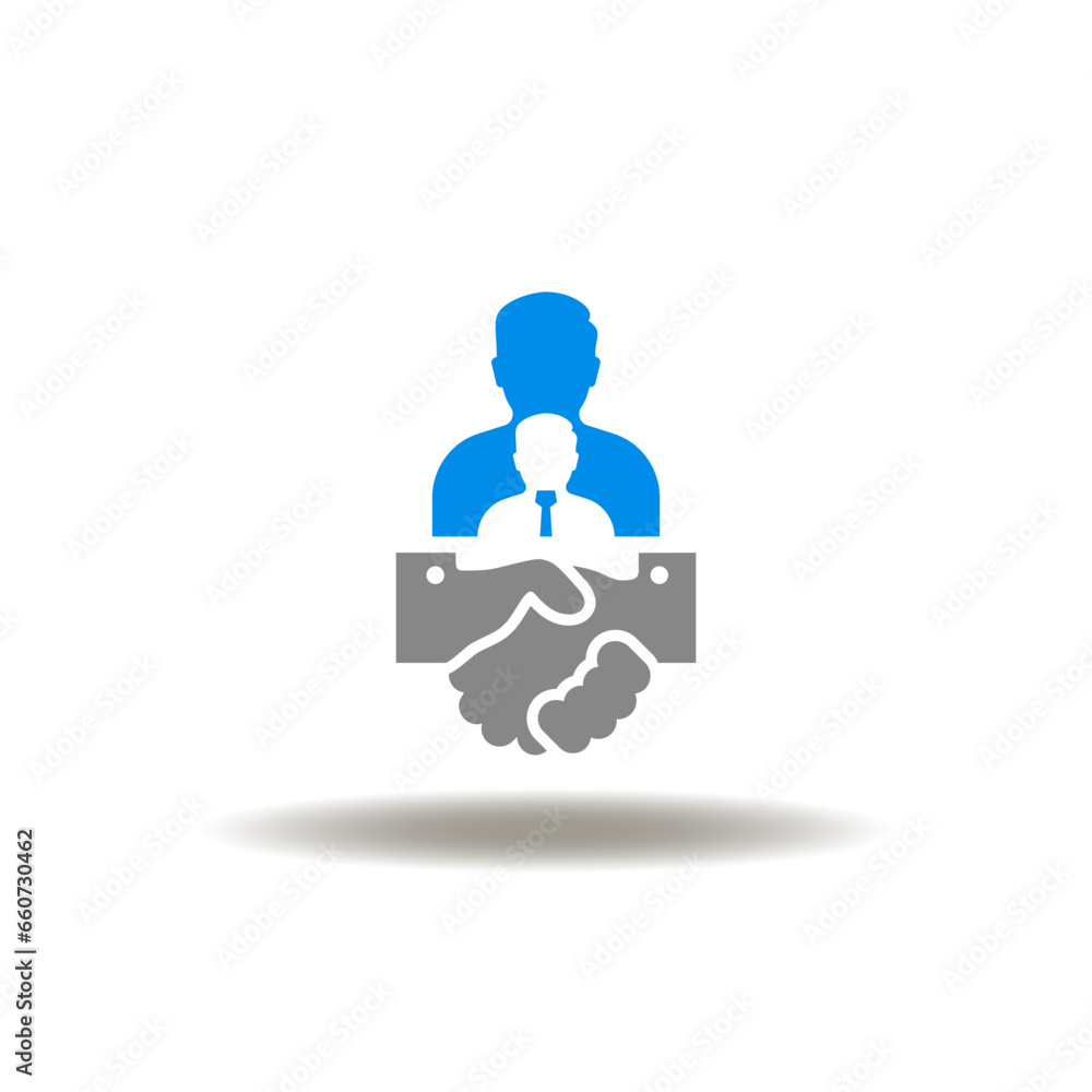 Vector illustration of handshake with business people. Icon of deal ...