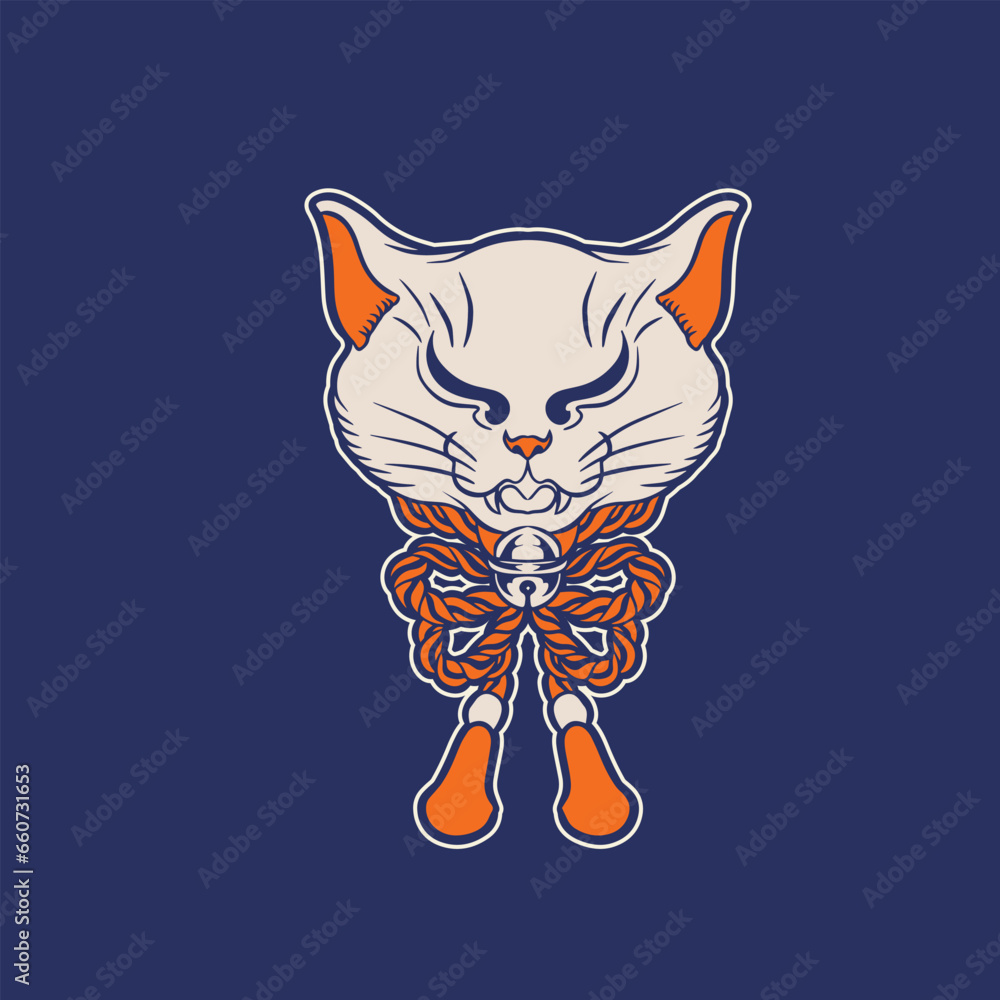 Cartoon maneki neko cat. Vector illustration Stock Vector | Adobe Stock