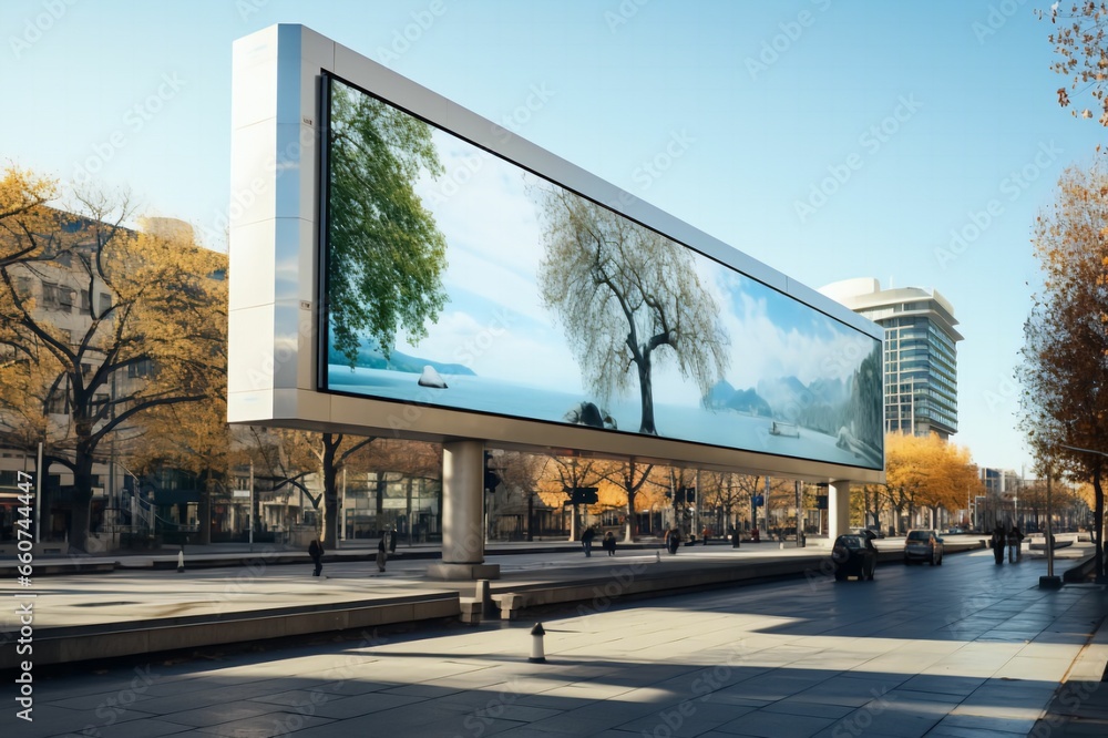 Immense panneau d'affichage géant horizontale, dans une belle ville en ...