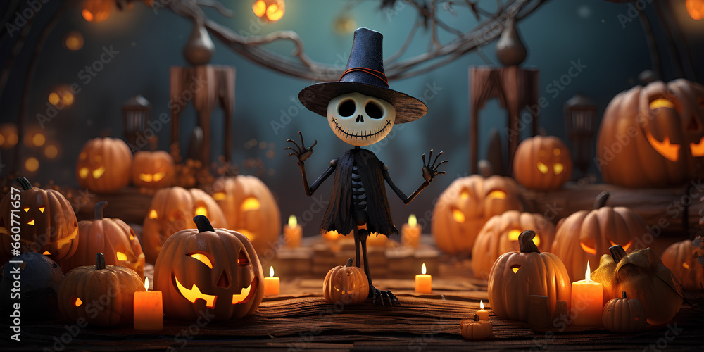 Nightmare Before Christmas, Scary pumpkin man on the abstrct halloween ...