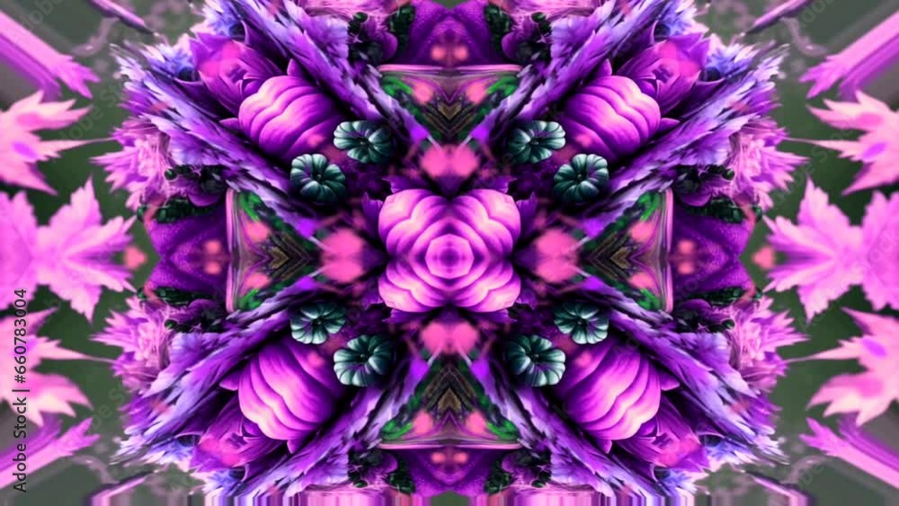 Looped kaleidoscope animated VJ background footage. Flower kaleidoscope ...