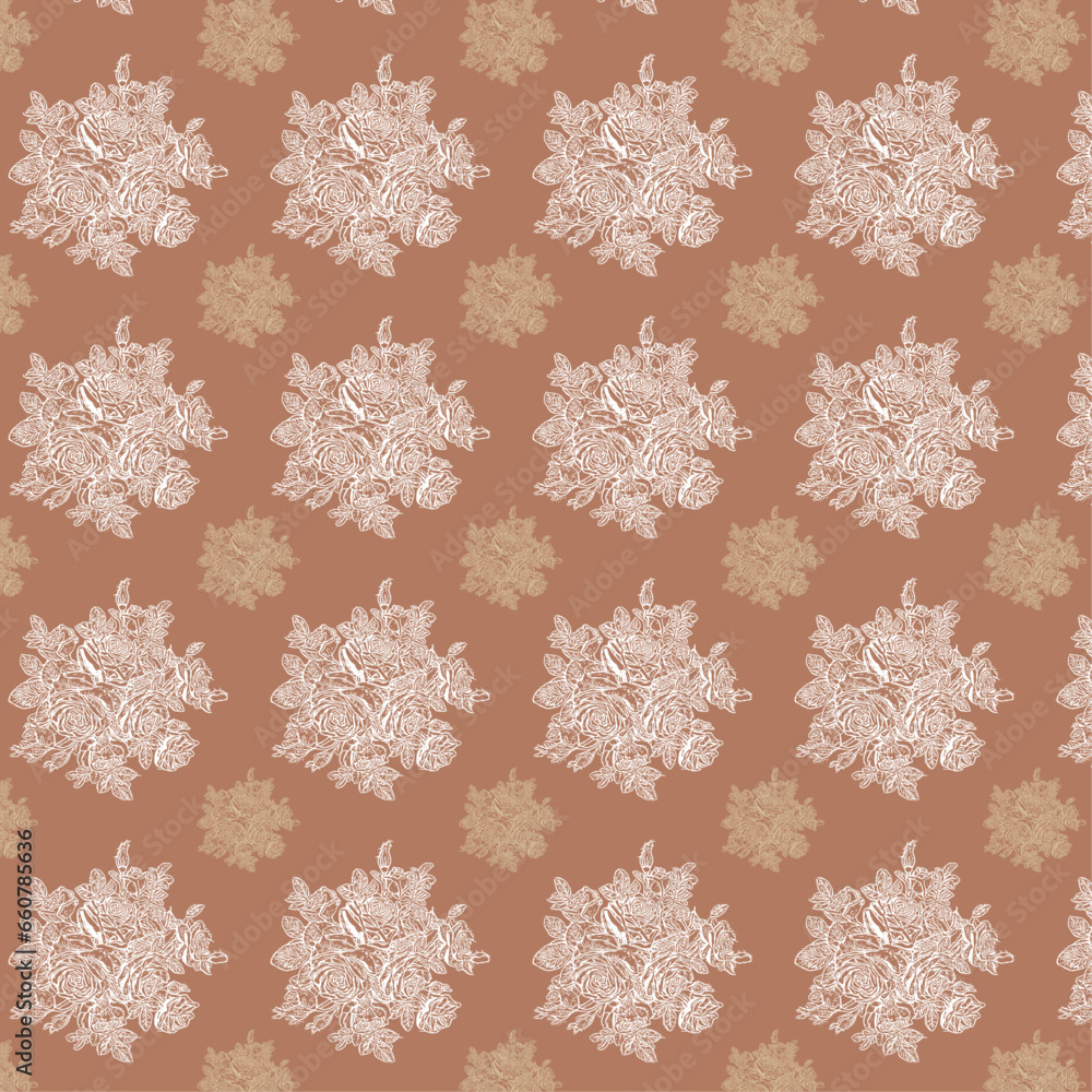 Retro rose wallpaper pattern vector. Kitschy, vintage throwback style ...