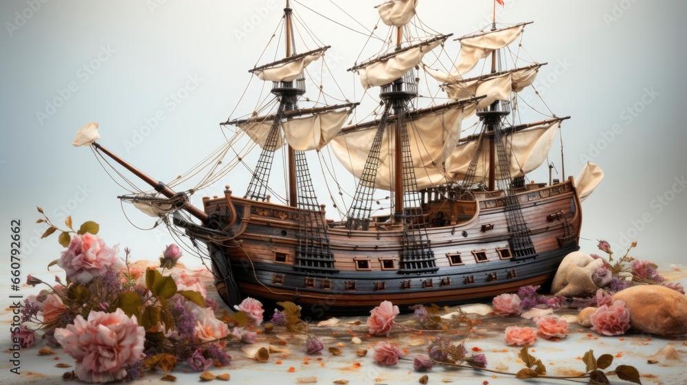 Colorful Mayflower Compact on white background, Cartoon Graphic Design ...