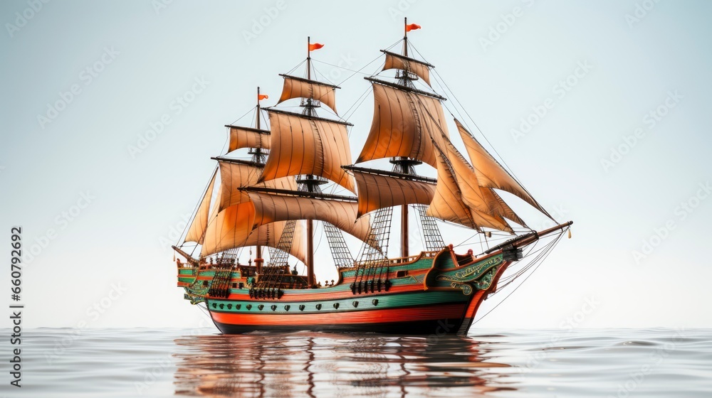 Colorful Mayflower replica on white background , Cartoon Graphic Design ...
