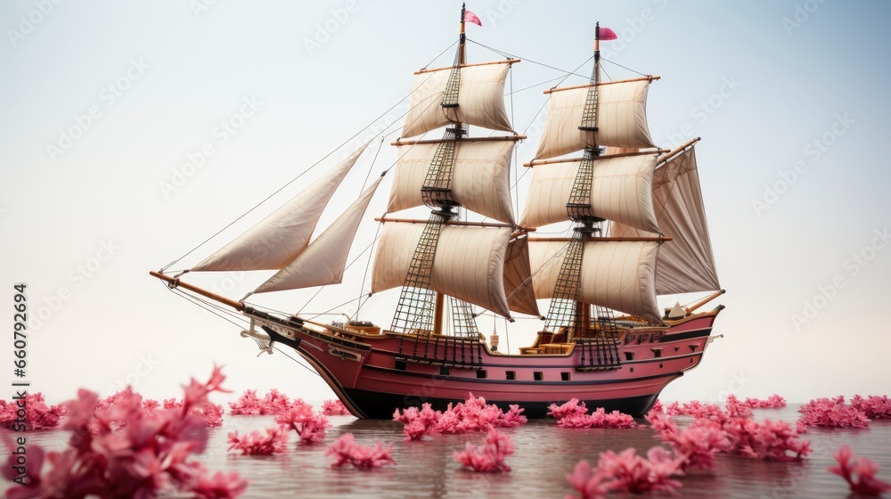 Colorful Mayflower replica on white background , Cartoon Graphic Design ...