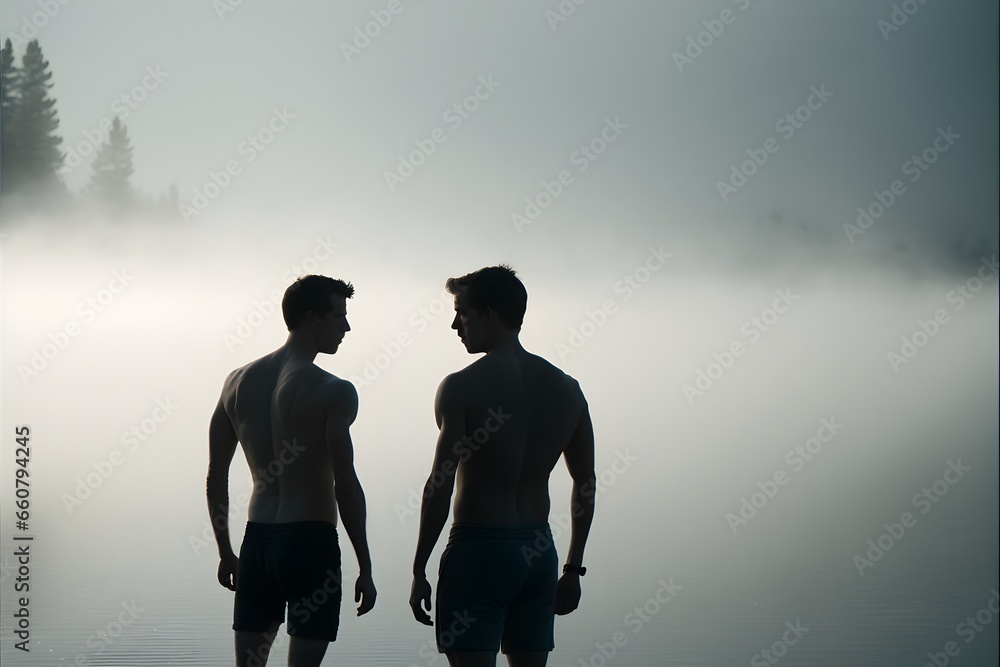 ultra wide angle photograph of two guys in love on lake tahoe 85mm ...
