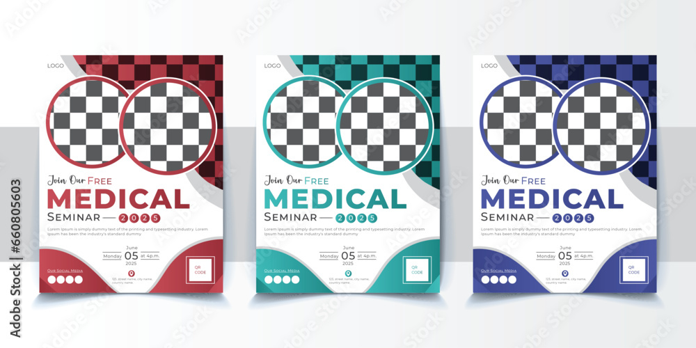 Modern Medical Flyer Templates Design set. Healthcare a4 leaflet layout ...
