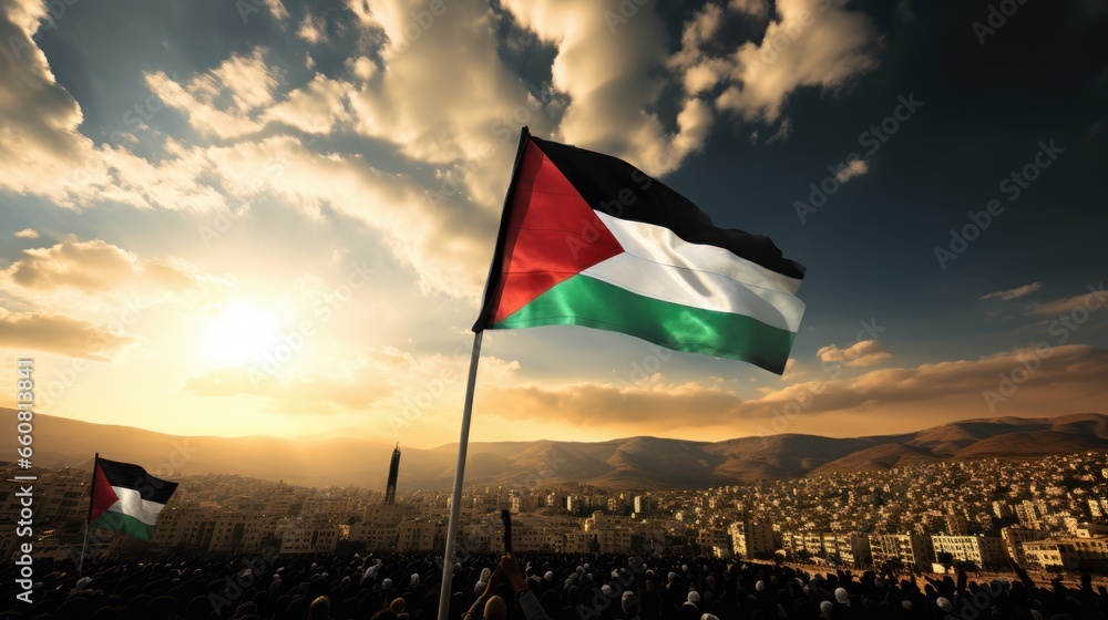 Pray for Palestine, We Stand with Palestine. Palestine Flag Waving ...
