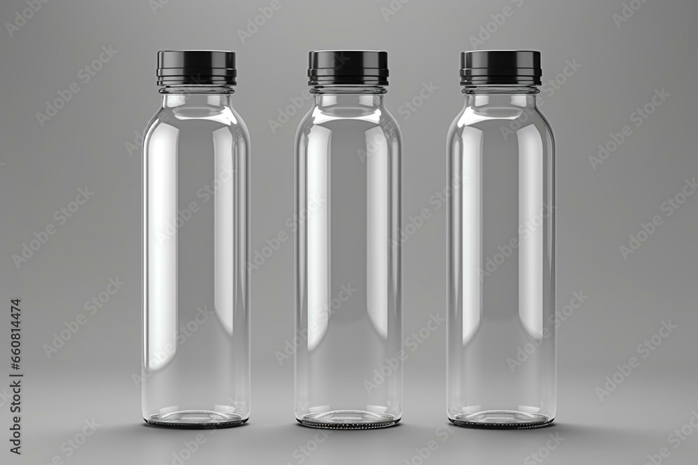 Transparent bottle with screw cap, isolated close-up. 12 oz (11 oz) or ...